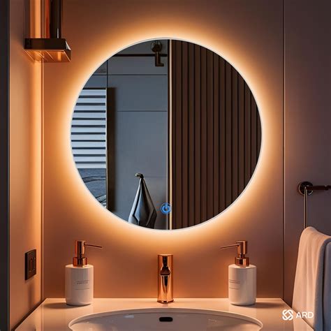 Espejo Led Decorativo Redondo Ard Glanz Backlit Soul 60 Cm Con Luz Indirecta Trasera Y Botón