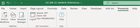 Excel Add In V Promenta Documentation