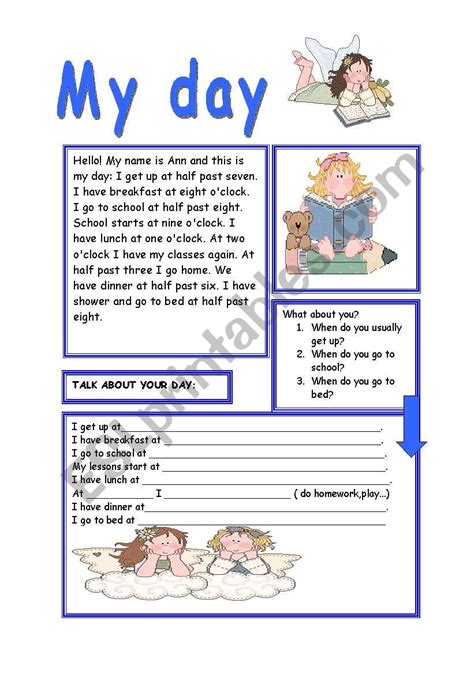 My Day Esl Worksheet By Kole