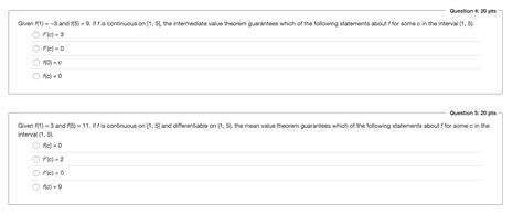 Solved Question 4 20 Pts Given F 1 3 And F 5 9 Iff