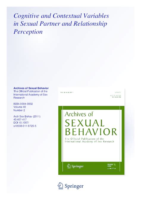 Pdf Cognitive And Contextual Variables In Sexual Partner And