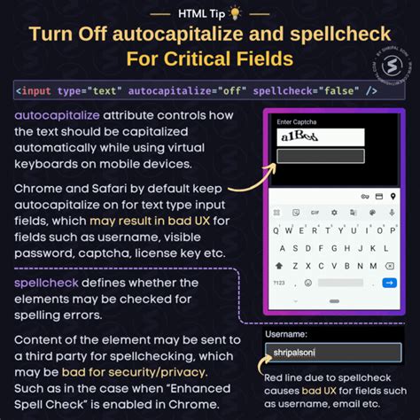 Html Tip 💡 Turn Off Autocapitalize And Spellcheck Shripal Soni Posted