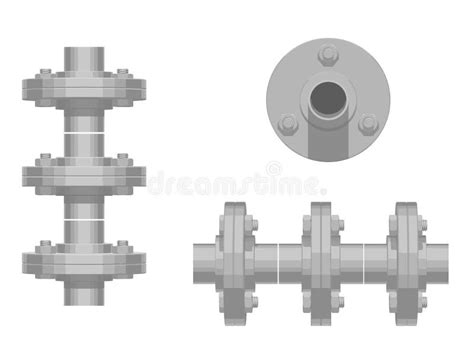 Isolate Assembly Flange On White Background 3 Holes Stock Vector