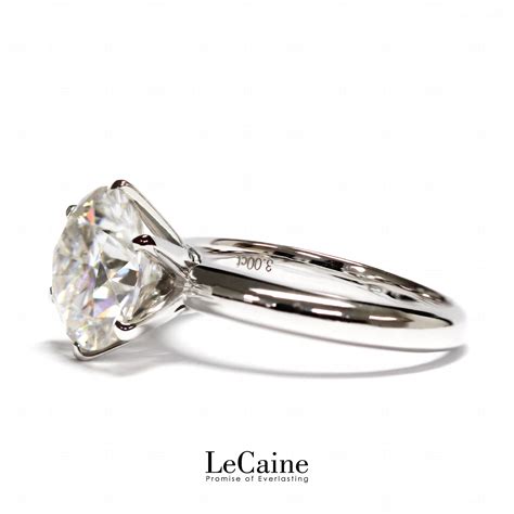 3 Carat Solitaire Ring 18k White Gold Band 6 Prong Round Moissanite