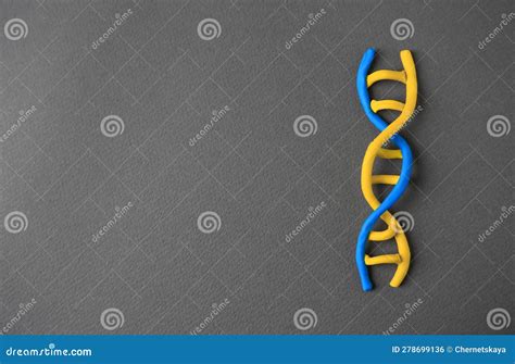 Dna Molecule Model Made Of Colorful Plasticine On Black Background Top