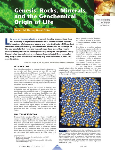 Pdf Genesis Rocks Minerals And The Geochemical Origin Of Life