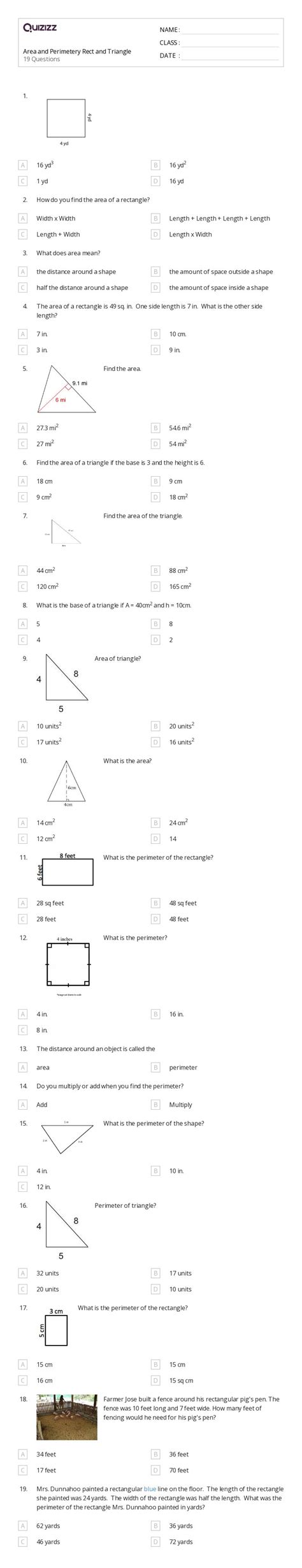50 Area And Perimeter Worksheets On Quizizz Free And Printable