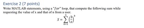 Solved Exercise 2 7 Points Write Matlab Statements Using