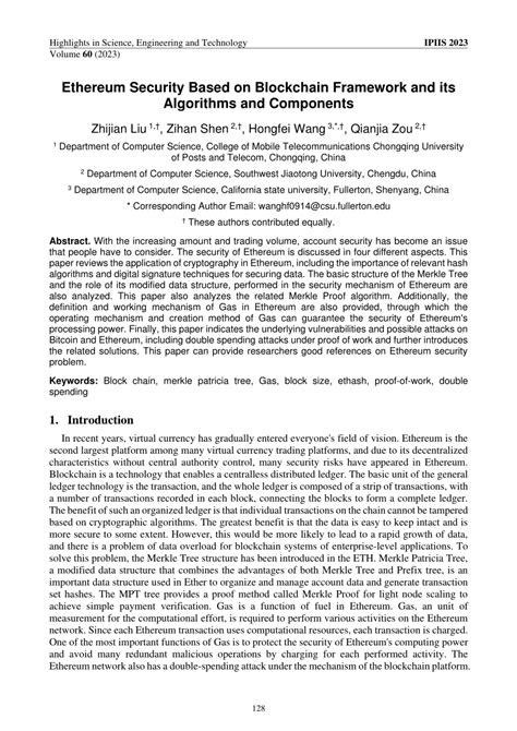 Pdf Ethereum Security Based On Blockchain Framework And Its