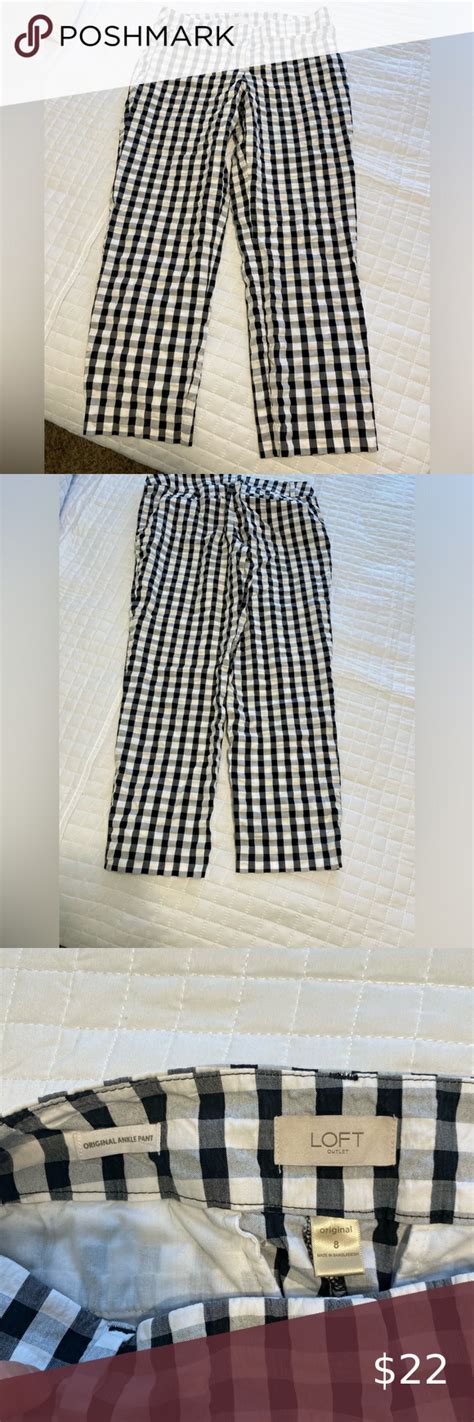 loft black and white checkered pants size 8 d6 en 2024