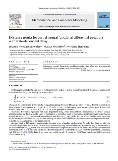 Pdf Existence Results For Partial Neutral Functional