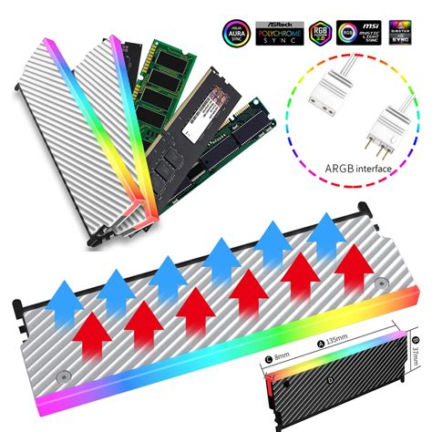 Argb Ddr 방열판 Aura Sync Pc 메모리 냉각 조끼 열 실리콘 패드 포함 Ddr2 Ddr3 티몬