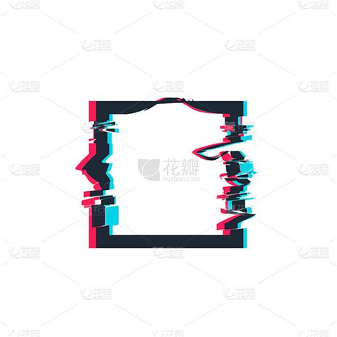 故障扭曲框架。向量广场插图