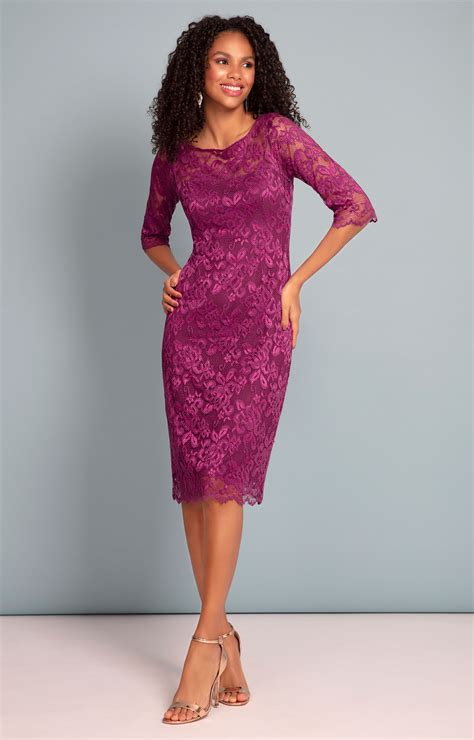 Purple Lace Dresses With Sleeves