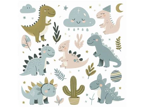 Cute Cartoon Dinosaurs Poster In Scan By Dianaxstoyanova TheHungryJPEG