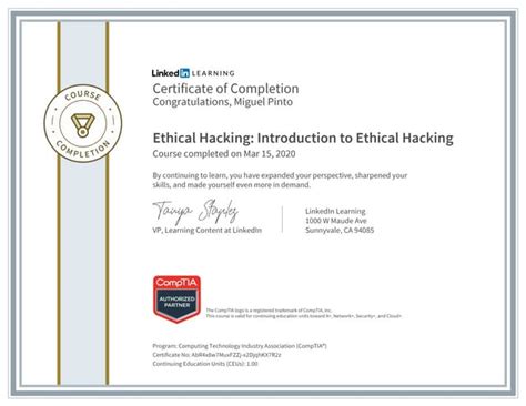 Certificate Of Completion Ethical Hacking Introduction Pdf