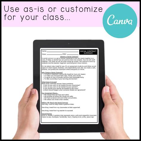 Editable Classroom Social Contract And Expectations Activity Sel Class