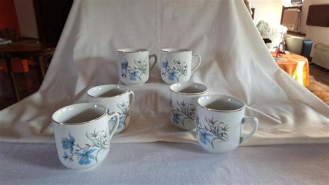 Retro Hrnky ModrÝ KvĚt 6 KusŮ Aukro