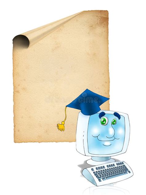 Graduation En Ligne Avec Le Texte Vide De Bulle Illustration Stock