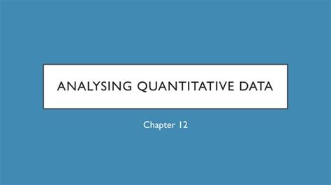 Chapter 12 Analysing Quantitative Data Pdf