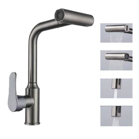 Torneira Monocomando Cozinha Gourmet Agua Quente Fria Rotaçao Quatro Modos Jatos de Agua
