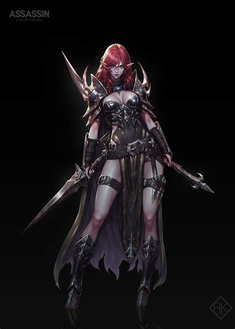 Artstation Personal Concept Assassin Heewon Kang 다크 엘프 여전사 캐릭터