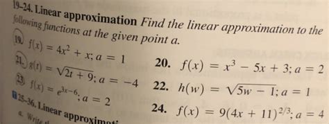 Solved Linear Approximation Find The Linear Chegg
