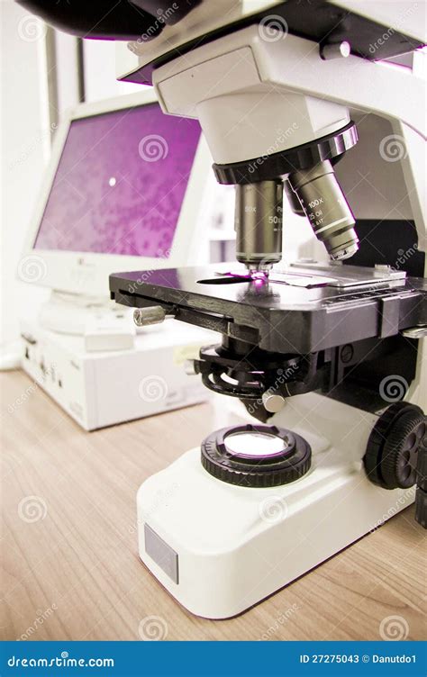 Microscope Analyzing Cells Stock Image Image Of Bacterial 27275043