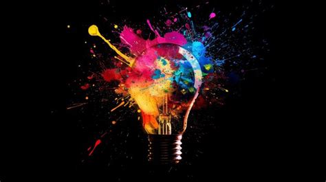 Light Bulb Colorful Explosion Of Idea Premium AI Generated Image