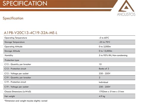 A1pb V20c13 4c19 32a Me L 1 Phase Basic Pdu Series 20xc13 4xc19 32a