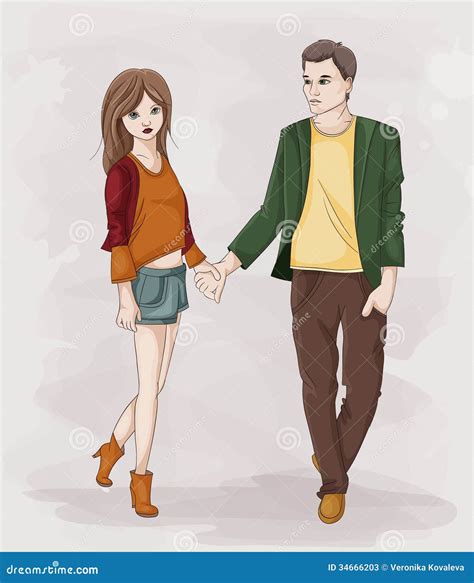 Couple Holding Hands Stock Vector Illustration Of Clip 34666203
