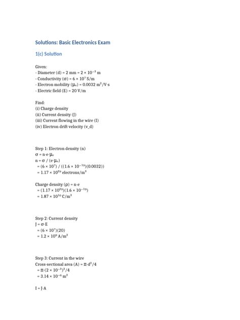 Basic Electronics Exam Solutions Guide Pdf