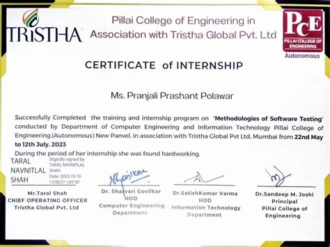 Pranjali Polawar On Linkedin Softwaretesting Intern Tristha