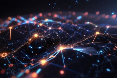 Premium Ai Image Digital Cyberspace Geometric With Particles Digital Data Network Connections