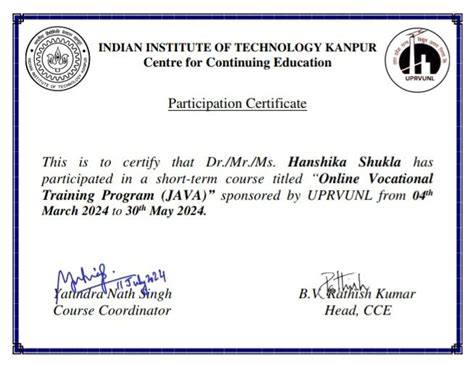 Hanshika Shukla On Linkedin Javaprogramming Iitkanpur Professionaldevelopment