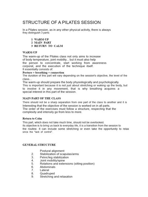 Structure Of A Pilates Session Pdf