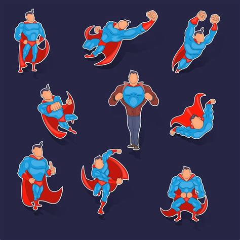 Premium Vector Superhero Icons Set Vector Sticker