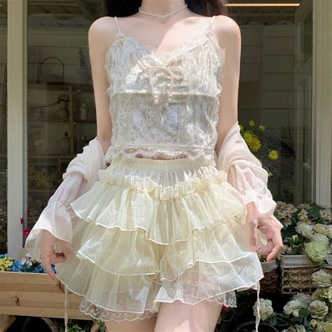 Girly Aristocratic Fairycore Ruffled Bloomer Shorts Kawaii Fashion