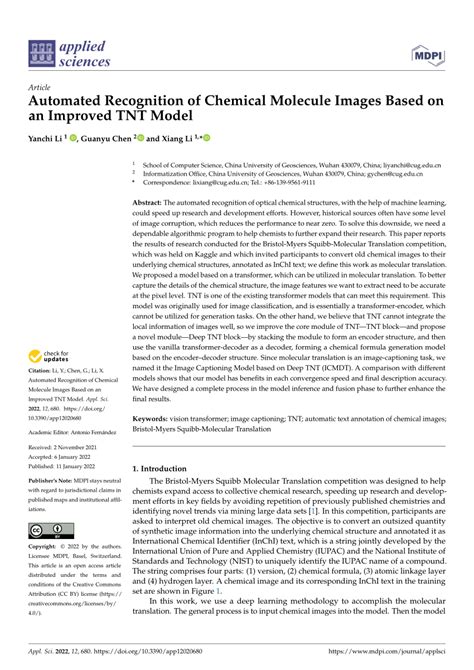 Pdf Automated Recognition Of Chemical Molecule Images Based On An