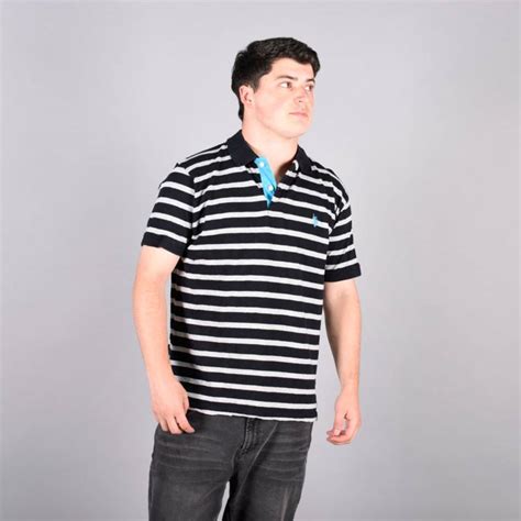 Orange Blue Polera Polo Hombre Rayas Algodón L Negra Gris