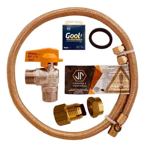 Kit Instalação Mangueira Cobre 80cm Gás Encanado Gn E Glp