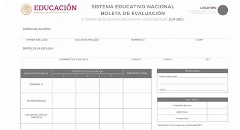 Formato Boleta De Calificaciones 2021 Boletas De Evaluacion De 59458