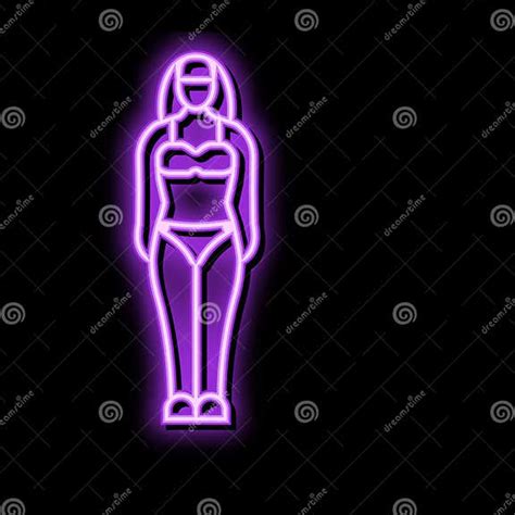 Mesomorph Female Body Type Neon Glow Icon Illustration Stock Vector