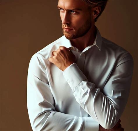 Premium Ai Image Classic Mens White Shirt