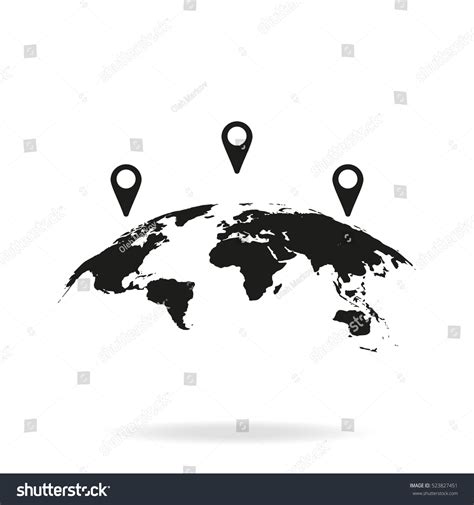Global World Map Geo Location Pins Stock Vector Royalty Free