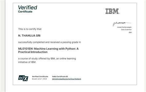 Happy To Share That I Have Completed A Course On Machine Learning With Python Offered By Ibm