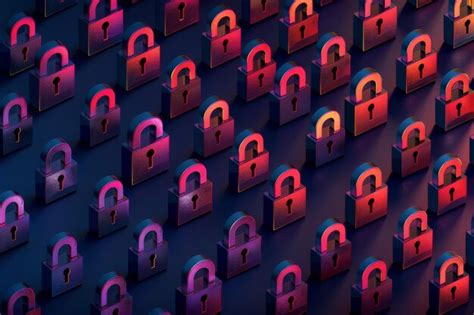 Glowing Digital Locks On A Network Board Signifying Robust Network