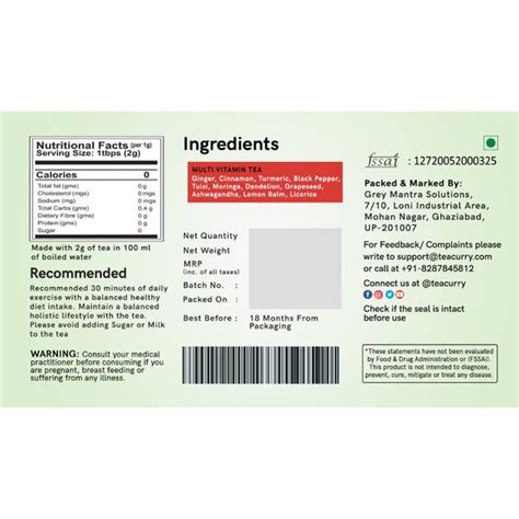 Buy Teacurry Multi Vitamin Tea Bags Online At Best Price Distacart