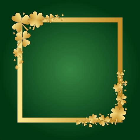 Premium Vector Four Leaf Clover Gold Frame