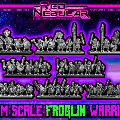 3d Printable Froglin Warriors 10mm Scale By Red Nebular